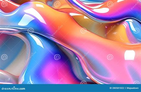 Iridescent Vivid Glassy Gradients Abstract 3d Blob Background Stock