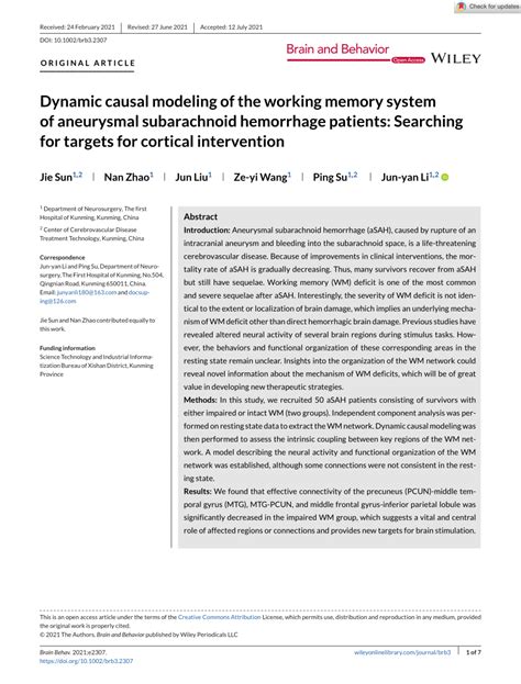Pdf Dynamic Causal Modeling Of The Working Memory System Of