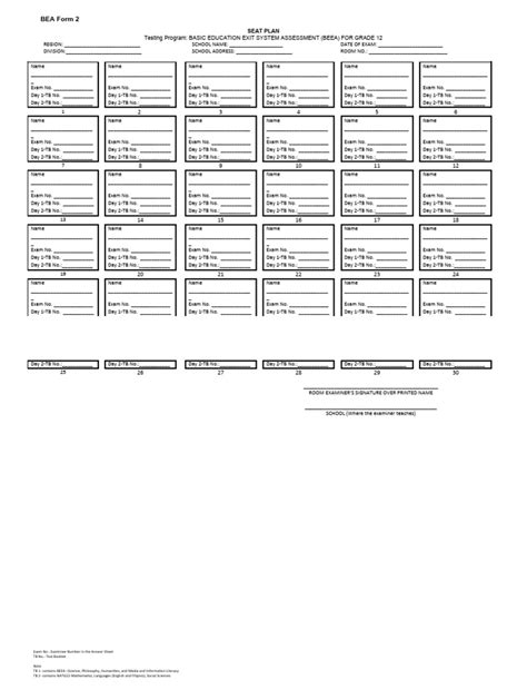 Bea Form 2 Pdf Schools Educational Assessment And Evaluation
