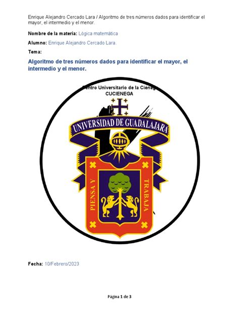 Algoritmo De Tres Números Dados Para Identificar El Mayor El