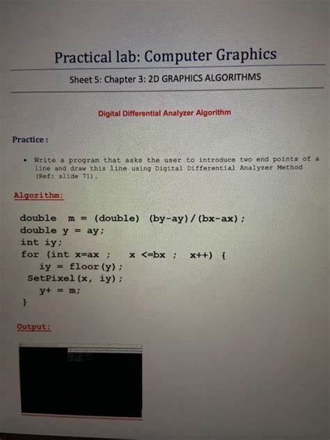 Solved Practical Lab Computer Graphics Sheet Chapter Chegg