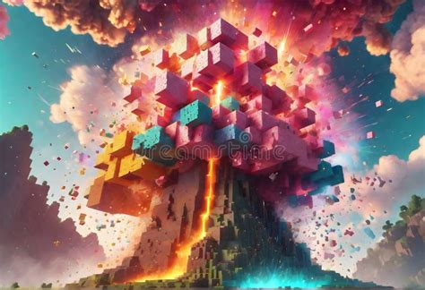 Exploding Minecraft Colorful Cubes Paint And Splashes Minecraft Colorful Blocks Minecraft