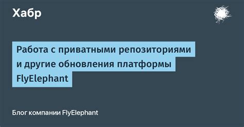 Работа с приватными репозиториями и другие обновления платформы Flyelephant Хабр
