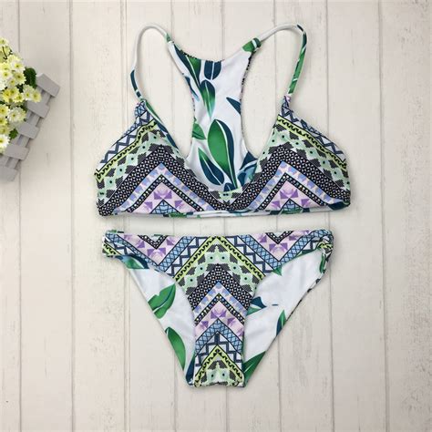 Sexy Brazilian Bikinis Women Swimsuit Double Sided Printing Swimwear