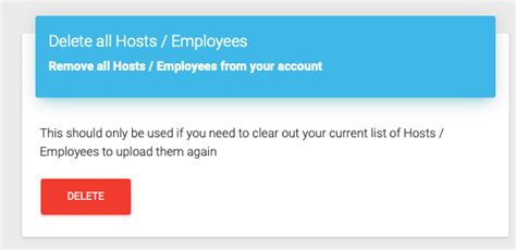 delete all hosts employees visitus visitor management