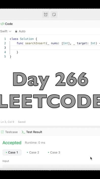 Day 266 Leetcode Problem 35 Swift Daily Challenge Swiftui Coding Faang Youtube