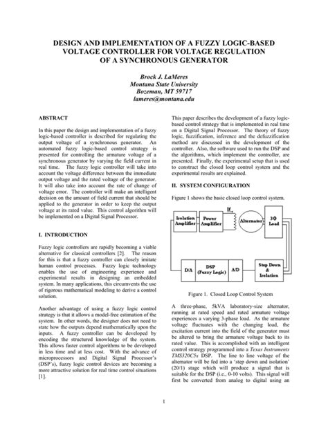 Design And Implementation Of A Fuzzy Logic