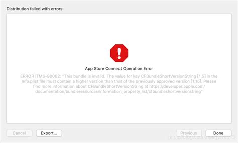 error itms 90062 this bundle is invalid the value for key