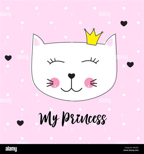 Little Cute Cat Princess Vector Illustration Stock Vector Image And Art Alamy