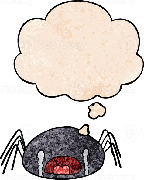 Cartoon Crying Spider With Thought Bubble In Grunge Texture Style 45244447 Png