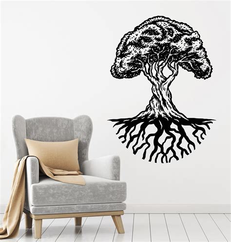 Oak Vinyl Wall Decal Nature Big Tree Roots Stickers Mural K186