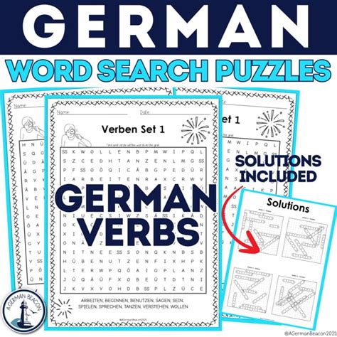 German Verb Word Search Puzzle Worksheets For Vocabulary Practice