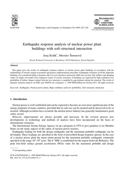 PDF Earthquake Response Analysis Of Nuclear Power Plant Buildings