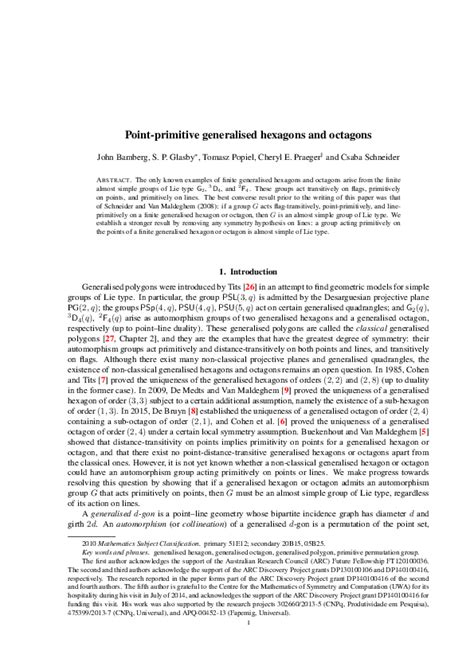 Pdf Point Primitive Generalised Hexagons And Octagons
