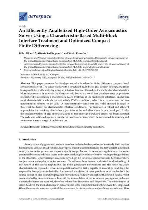 Pdf An Efficiently Parallelized High Order Aeroacoustics Solver Using