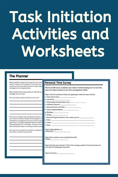 Executive Function Activities And Worksheets Task Initiation Activity