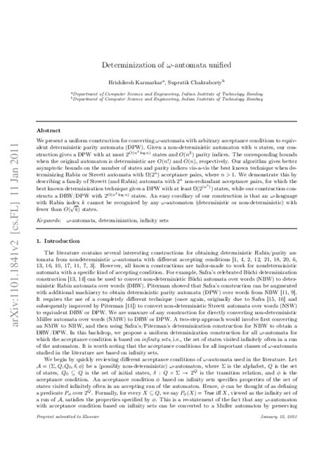 Pdf Determinization Of ω Automata Unified