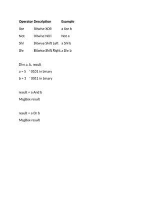 Vbscript Datatypes And Control Structures Docx