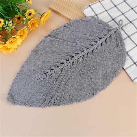 Macrame Feather Wall Hanging Leaf Decor Modern Cot Grandado