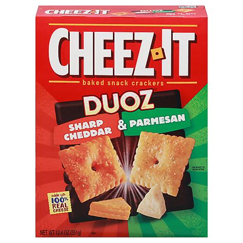 Cheez It Duoz Sharp Cheddar And Parmesan Crackers 124 Oz Cheese