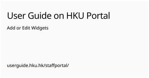 Add Or Edit Widgets User Guide On HKU Portal