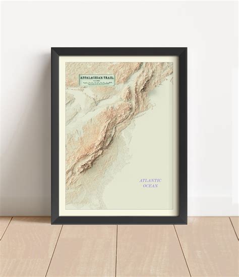 Appalachian Trail Map Appalachian Relief Map Appalachian Wall Decor