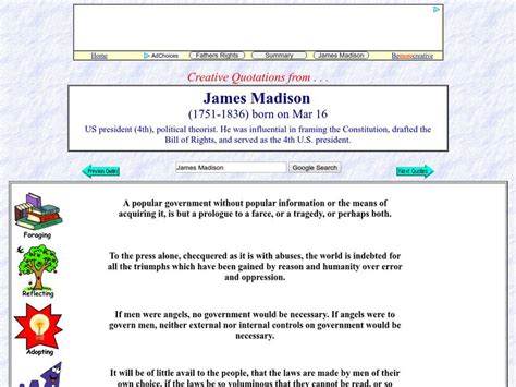 Creative Quotations James Madison Handout For 9th 10th Grade