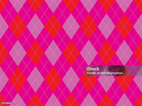 핑크와 레드 색조의 생생한 아가일 패턴 배경 직물 또는 대담하고 다채로운 터치가 필요한 창의적인 프로젝트에 적합한 클래식 다이아몬드 디자인 0명에 대한 스톡 벡터 아트 및