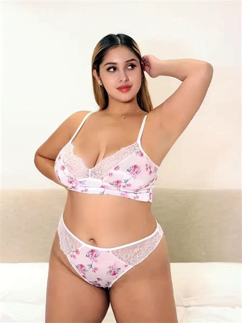 Plus Size Heart Print Bra Panty Sexy Lingerie Set Womens Plus Medium