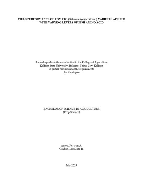 Yield Performance Of Tomato Pdf Fertilizer Vegetables