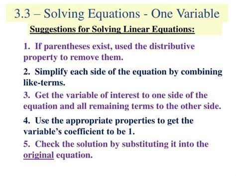 PPT 3 3 Solving Equations One Variable PowerPoint Presentation ID 2478455