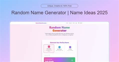 Random Name Generator Unique Creative And Free Name Ideas 2025
