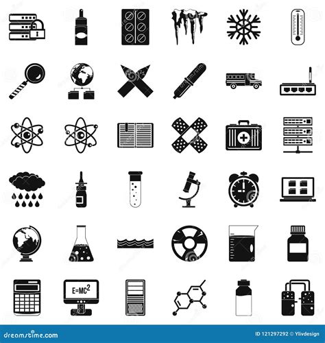 Chemistry Science Icons Set Simple Style Stock Vector Illustration