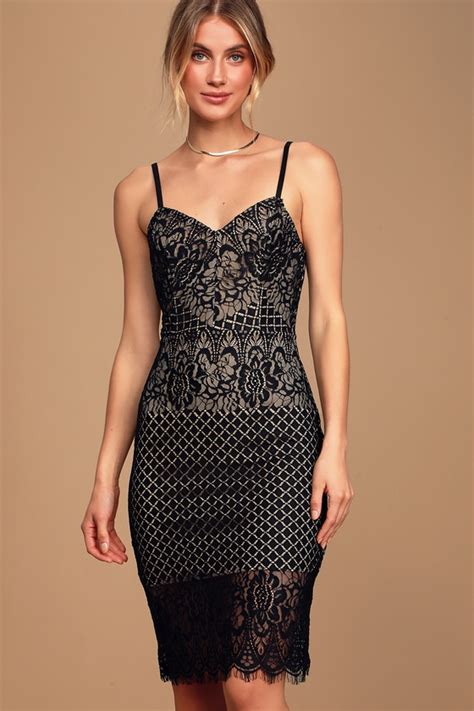 Sexy Black Dress Lace Dress Sleeveless Bodycon Dress Lulus