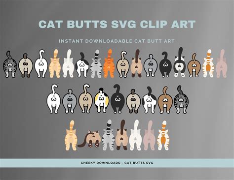 Cat Butt Svg Image Bundle 6 Instant Download Images Cat Tail Up Cat Mom