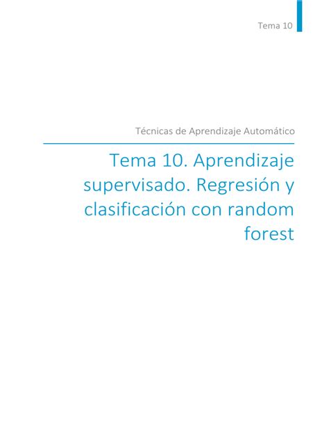 Tema 10 Aprendizaje Supervisado Regresión Y Clasificación Con Random