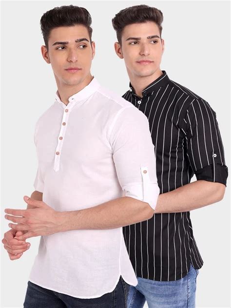 Mens Straight Strip Full Sleeve Kurta Pack 2 At Rs 949 00 Men