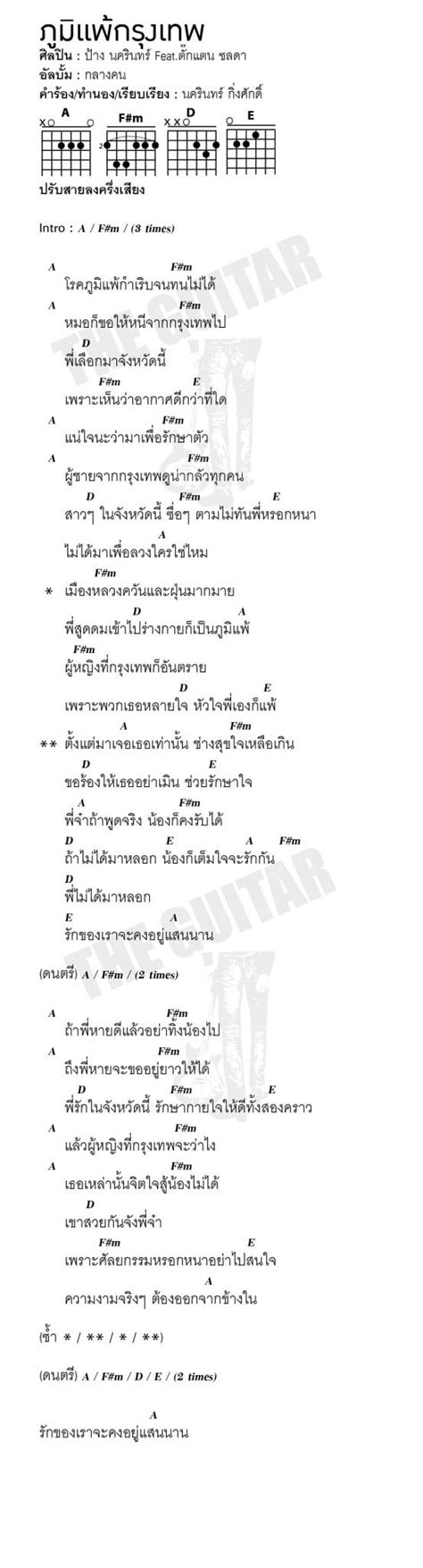 ภูมิแพ้กรุงเทพ ป้าง นครินทร์ คอร์ดเพลง The Guitar Mag