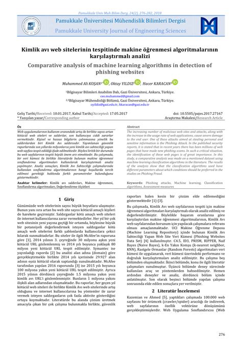 PDF Comparative Analysis Of Machine Learning Algorithms In Detection Of Phishing Websites