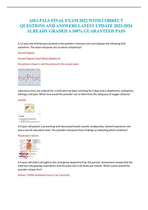 AHA PALS FINAL EXAM 2022 WITH CORRECT QUESTIONS AND ANSWERS LATEST