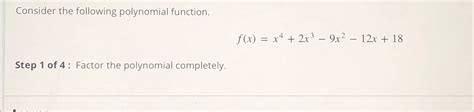 Solved Consider The Following Polynomial Chegg