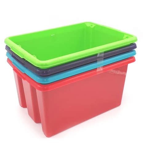 Stackable Storage Boxes 14l Assorted Colours Pack Of 4 Storage