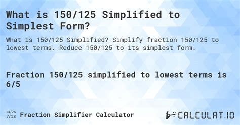 What Is 150 125 Simplified To Simplest Form Calculatio