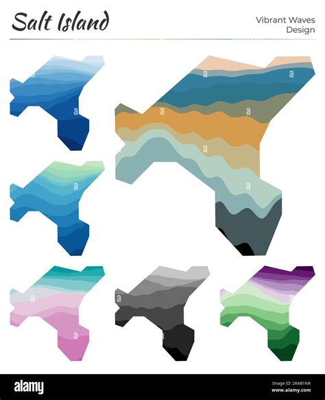 Set Of Vector Maps Of Salt Island Vibrant Waves Design Bright Mapin