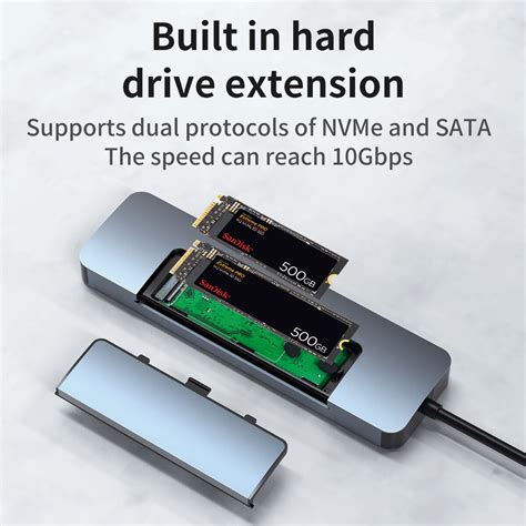 Factory Price Aluminum Alloy 9 Port Usb Hub Withm 2 Ssd Drive 10g Storage Usb C Docking Station