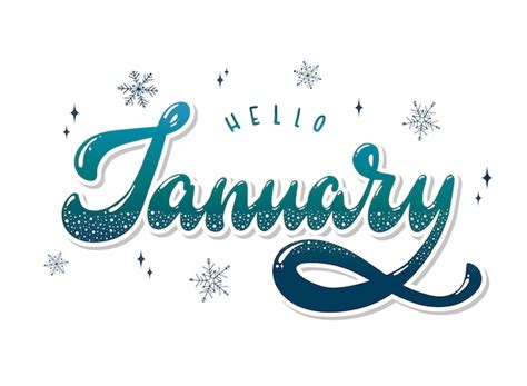 Premium Vector Hello January Hand Lettering Quote
