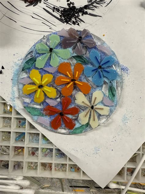 Fused Glass Groovy Flower Nightlight