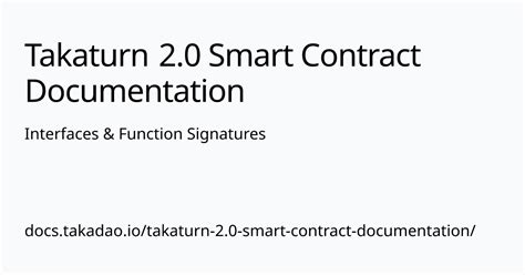 Interfaces And Function Signatures Takaturn 20 Smart Contract
