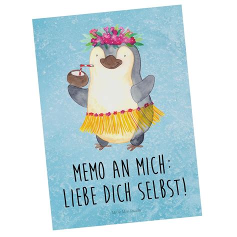 Mr And Mrs Panda Postkarte Pinguin Kokosnuss Eisblau Geschenk