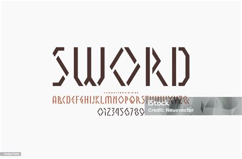 스텐실 플레이트 기하학적 산세리프 글꼴 컴퓨터 글자에 대한 스톡 벡터 아트 및 기타 이미지 컴퓨터 글자 바이킹 룬 Istock